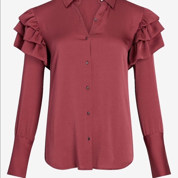 Express | Tops | Express Button Down Shirt With Ruffles | Poshmark